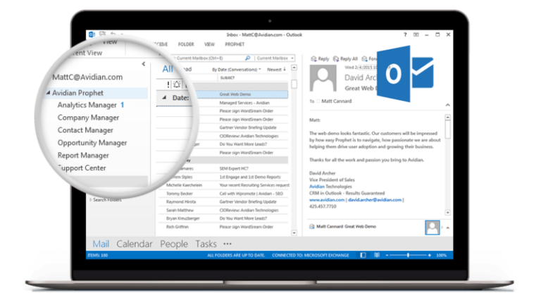 Prophet CRM In Outlook - Avidian | Prophet CRM